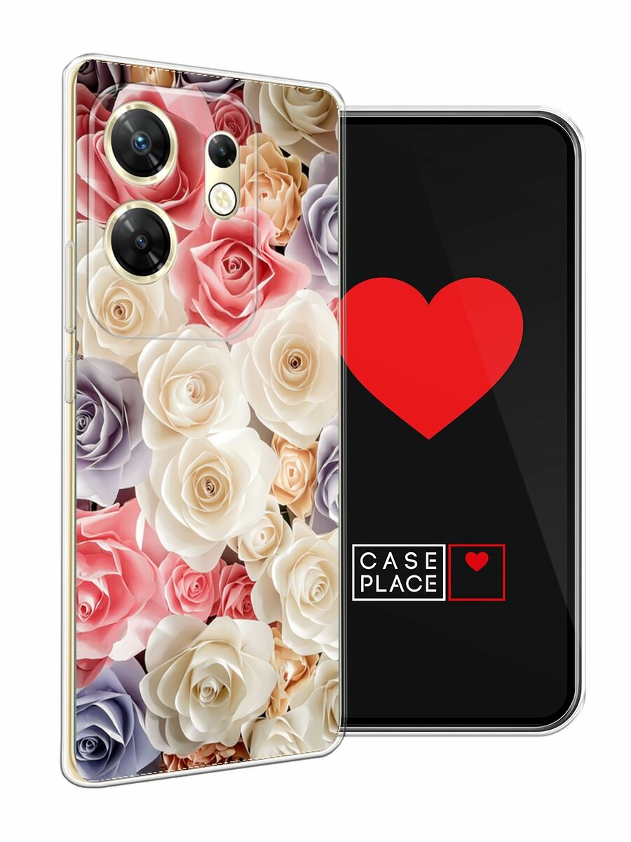 Чехол на Infinix Zero 30 4G / Инфиникс Зеро 30 4G с принтом "Пастельные розы" — фото 1