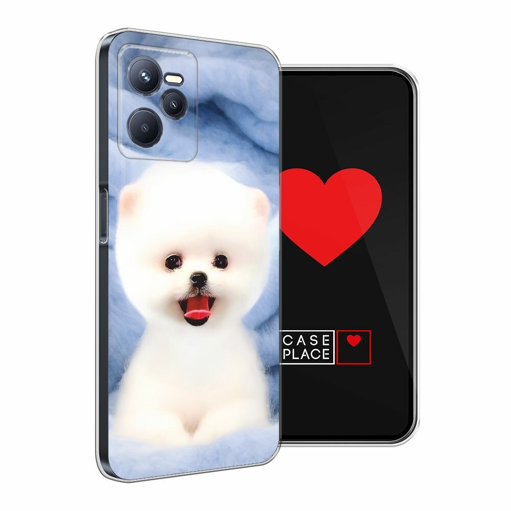 Силиконовый чехол на Realme C35 / Реалми C35 с принтом Белый пёсик — фото 1