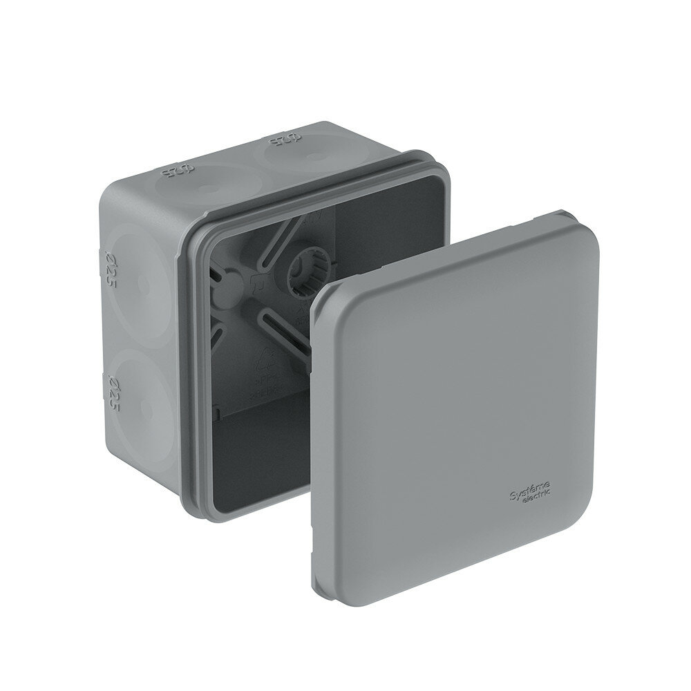 Коробка распределительная Systeme Electric с мембранными вводами IP66 70х70х42 мм, серая со стикером, под пистолет, MultiBox