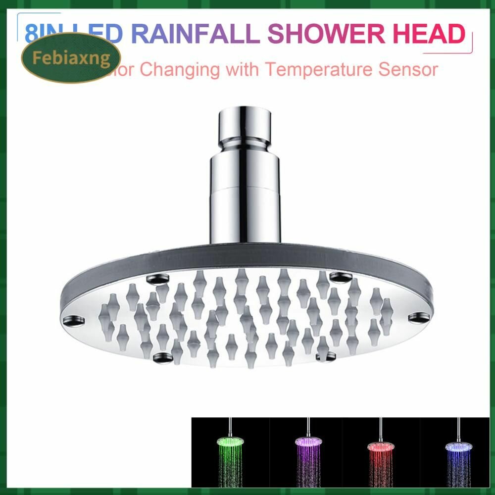 LED дождевой душ, 8 дюймов, с меняющимся цветом и безопасным питанием, для ванной комнаты