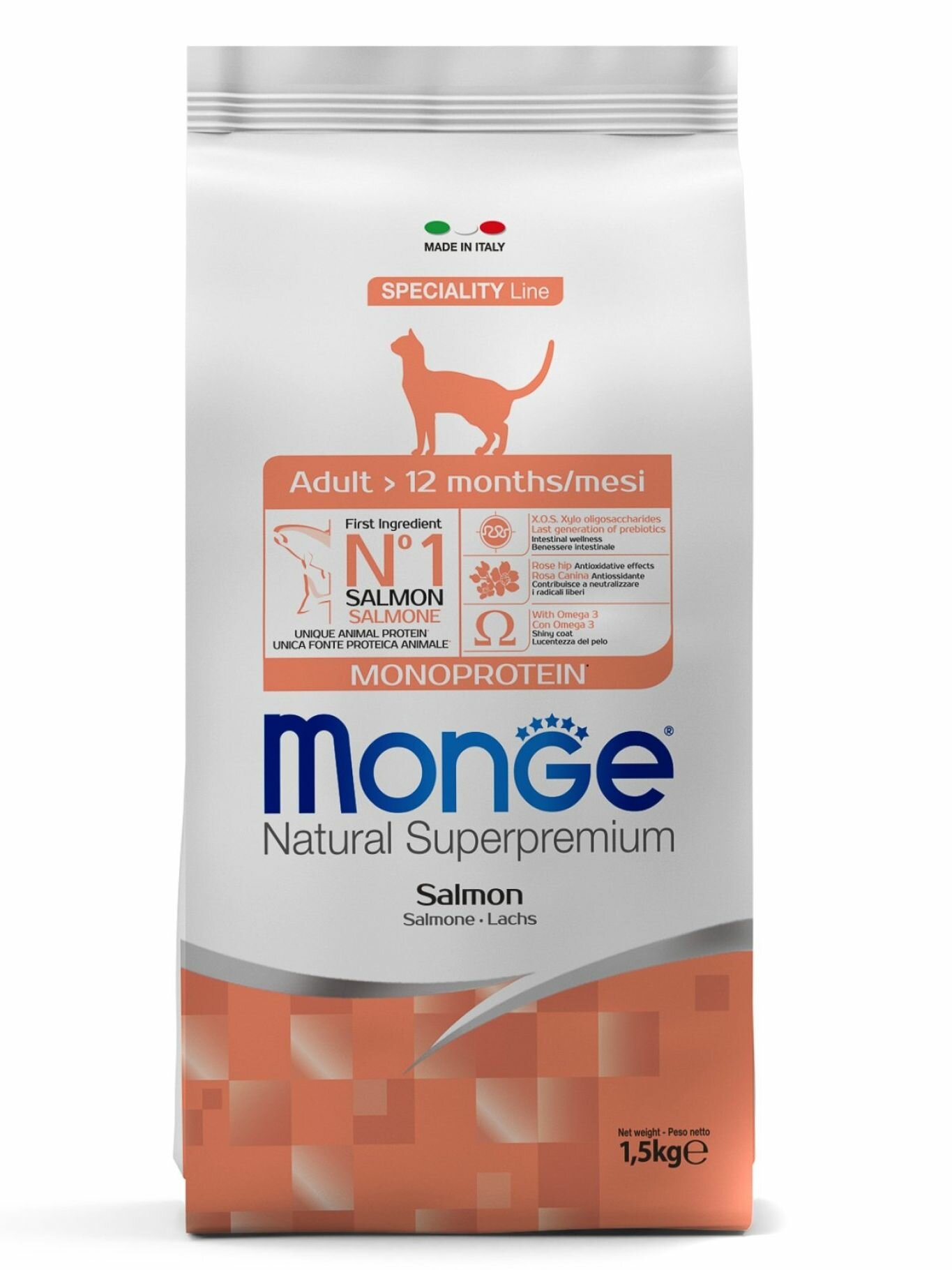 Monge Cat Salmon - Корм для взрослых кошек с лососем (1,5 кг)