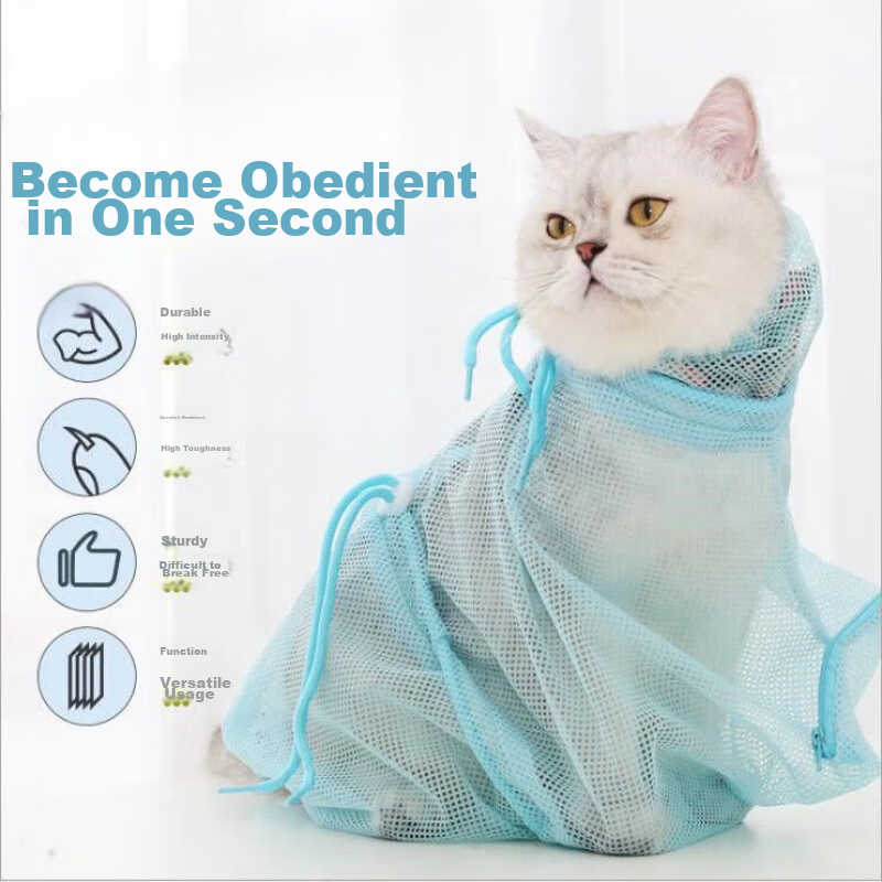 HuanChong Pet Washing Bag, Cat Bathing Tool, Multifunctional Universal Cat Carrier, for Nail Trimming, Ear Cleaning, Anti-Scratch And Bite Protection, Bag Fixation