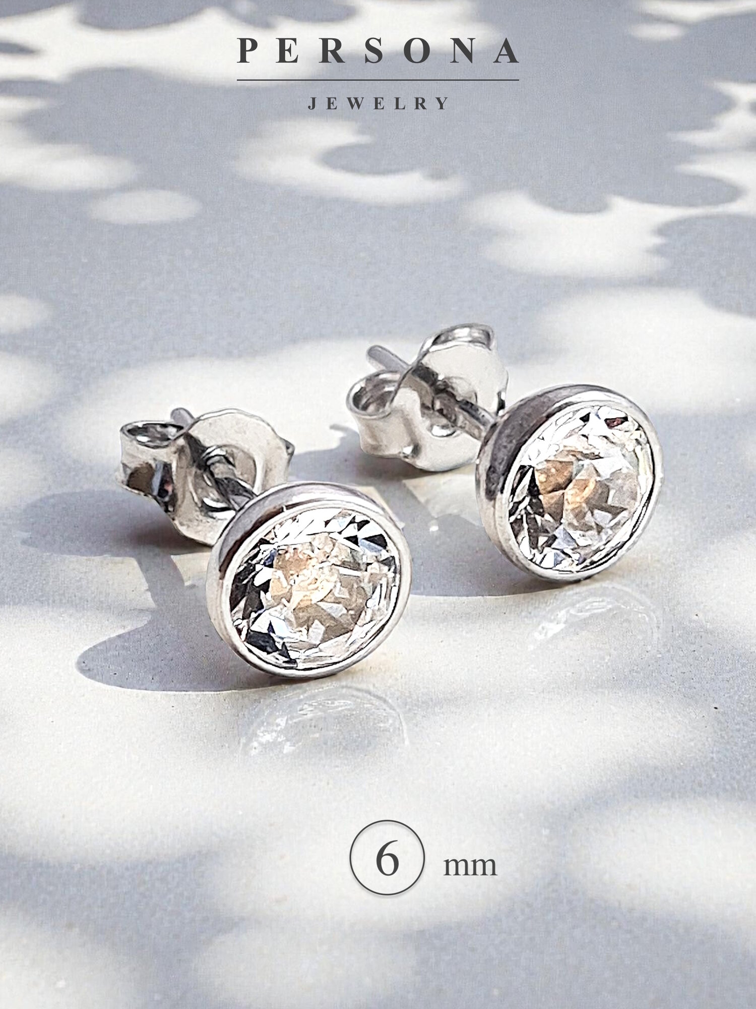 Серьги пусеты, серебро, 925 проба, родирование, кристаллы Swarovski