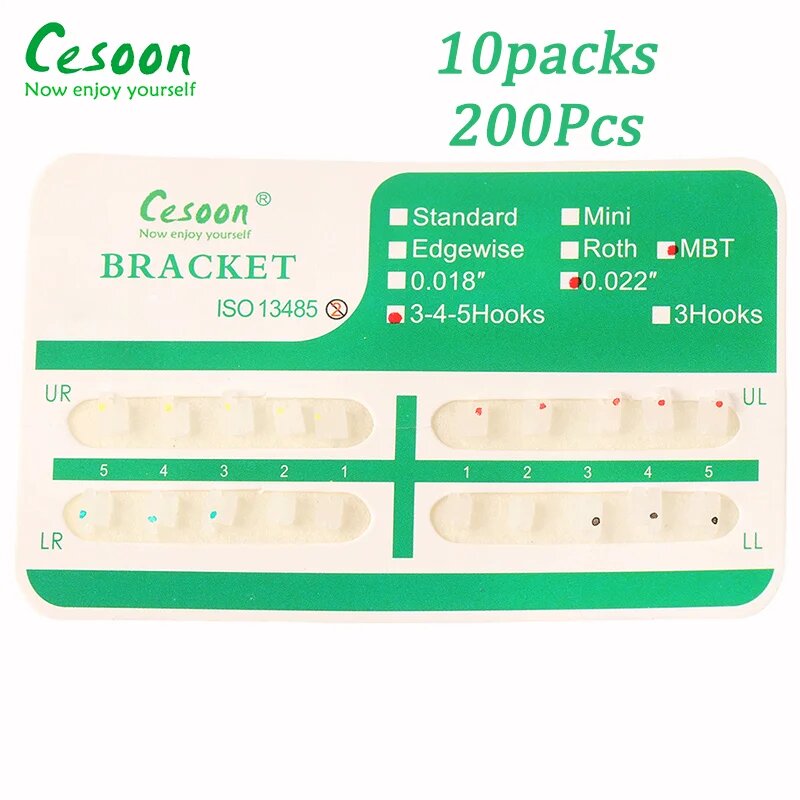 Ортодонтические брекеты Cesoon MBT 0.022 3-4-5 Hooks
