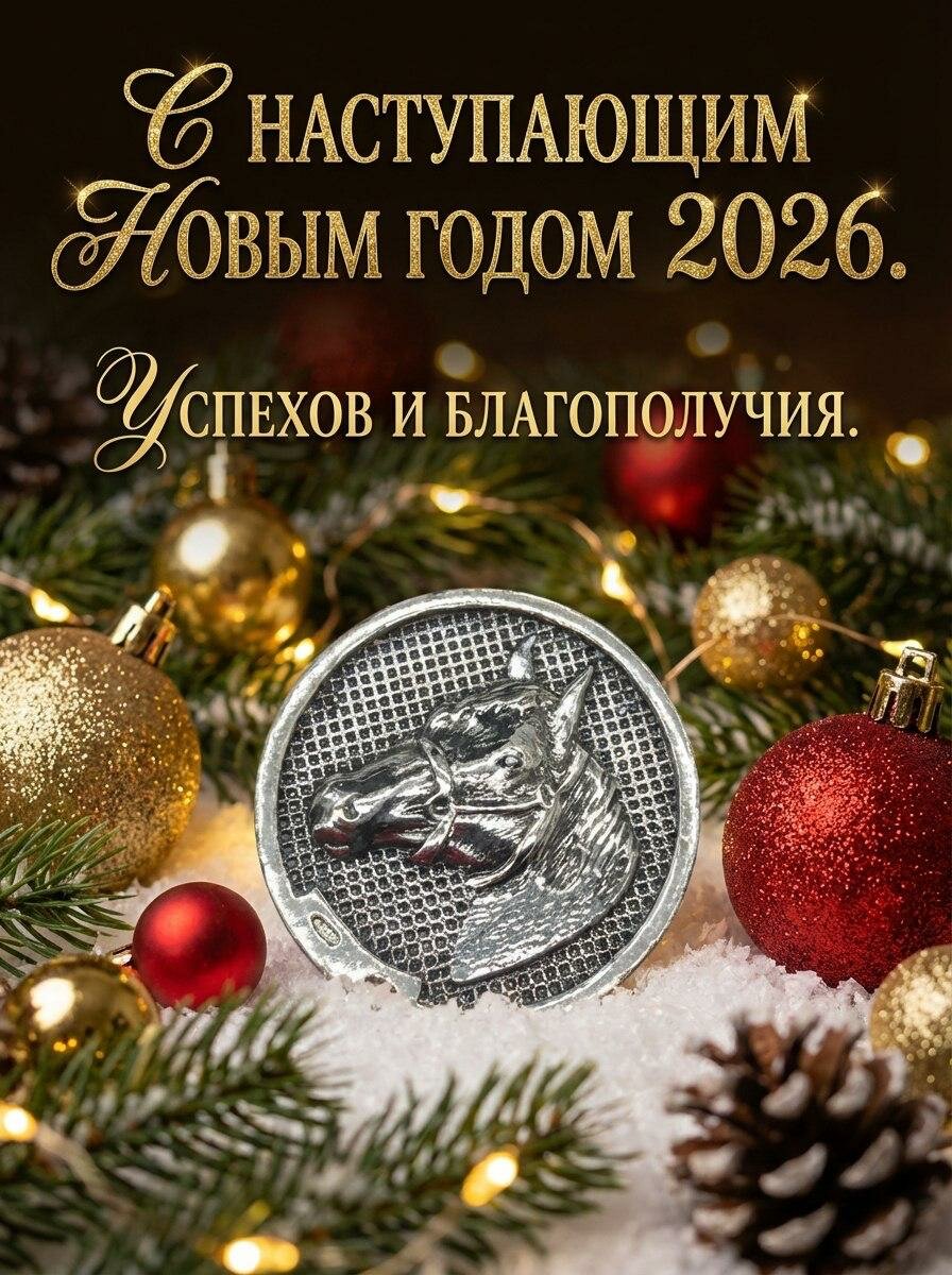 Сувенир монета из серебра 925 пробы "Лошадь"