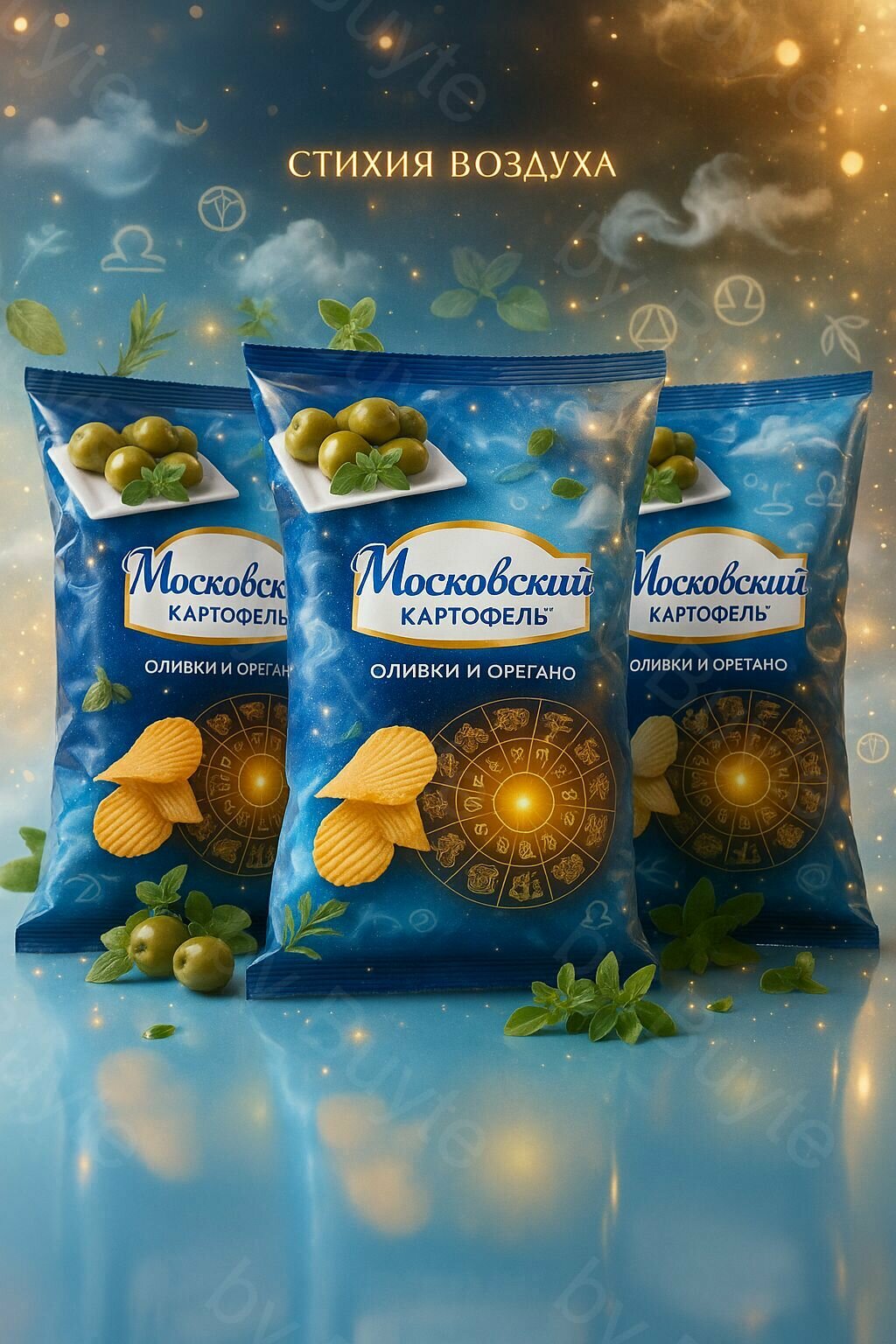 Чипсы Московский картофель Рифленые со вкусом Оливки с орегано, 3 по 90г