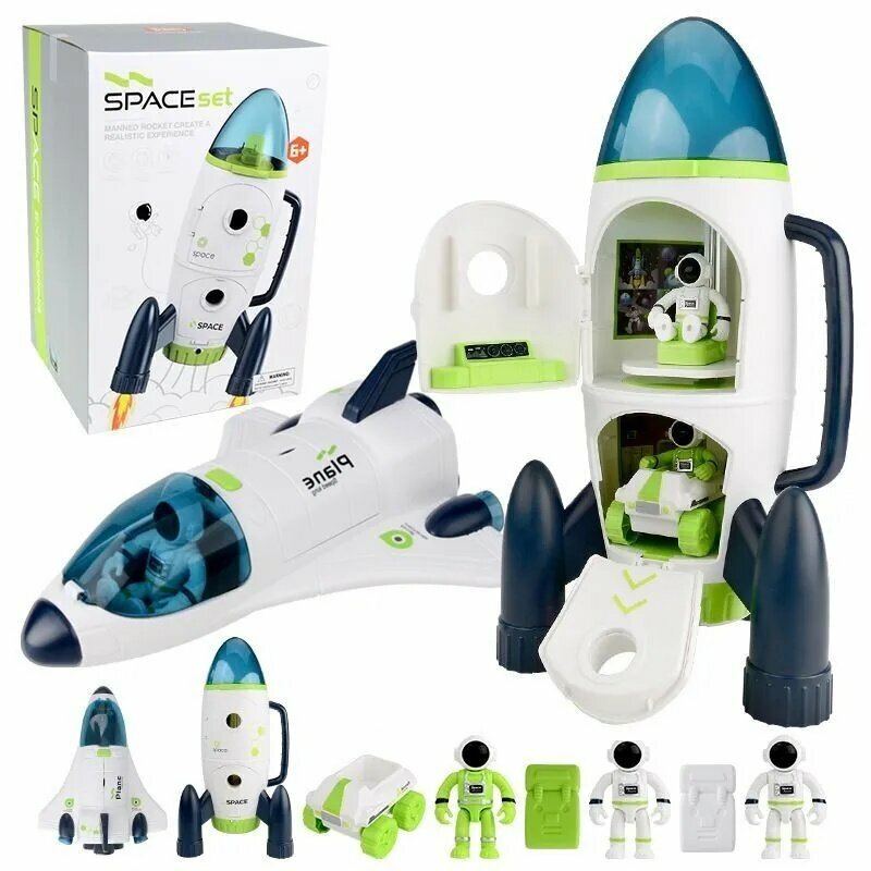 Игровой набор космический корабль для детей, модель космической ракеты, в наборе шаттл планетоход и фигурка астронавта, детская сюжетно ролевая игра воздушный транспорт