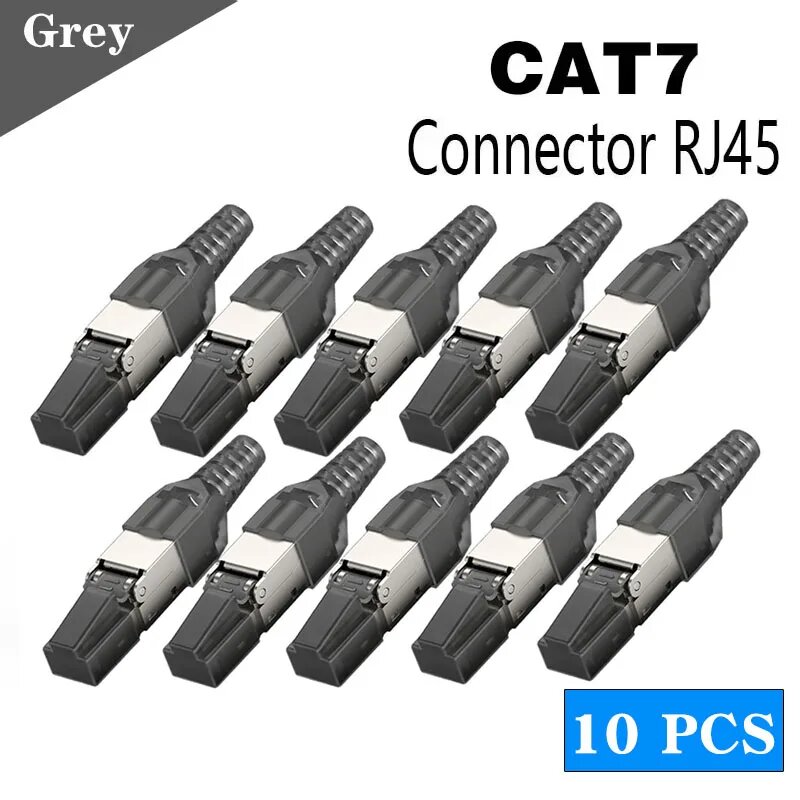 RJ45 разъемы VEnTIOn Cat6A/Cat7/Cat8 металлические CAT7 Grey 10 PCS