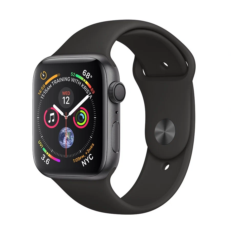 Умные часы A pple Watch Series 4 GPS, 44mm Space Grey Aluminium, Black Sport Band, Восстановленные