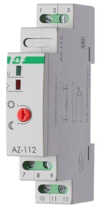 Фотореле Евроавтоматика F&F выносной герметичный фотодатчик, монтаж на DIN-рейке, 1 модуль, 230 В, 16 А