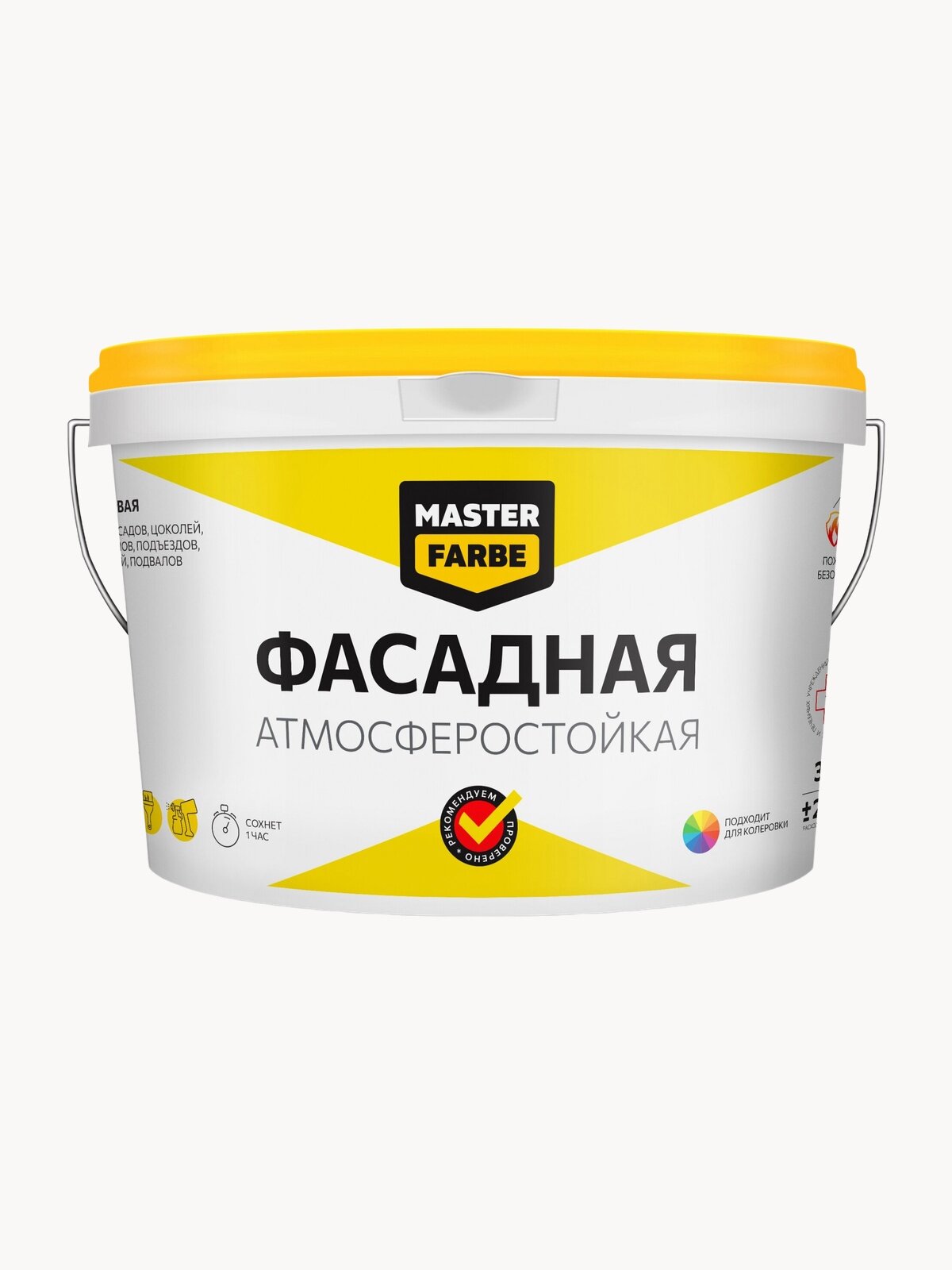 Краска фасадная атмосферостойкая MASTERFARBE вододисперсионная для минеральных поверхностей, белая, 3 кг