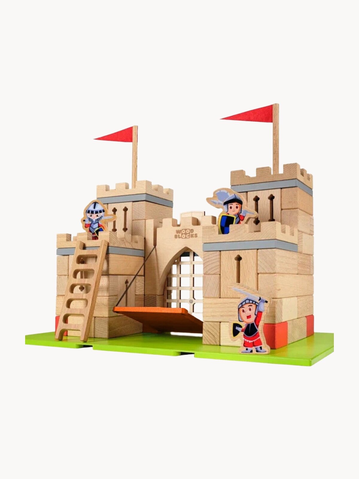 Конструктор деревянный магнитный для мальчика WOODBLOCKS Замок с рыцарями 2в1