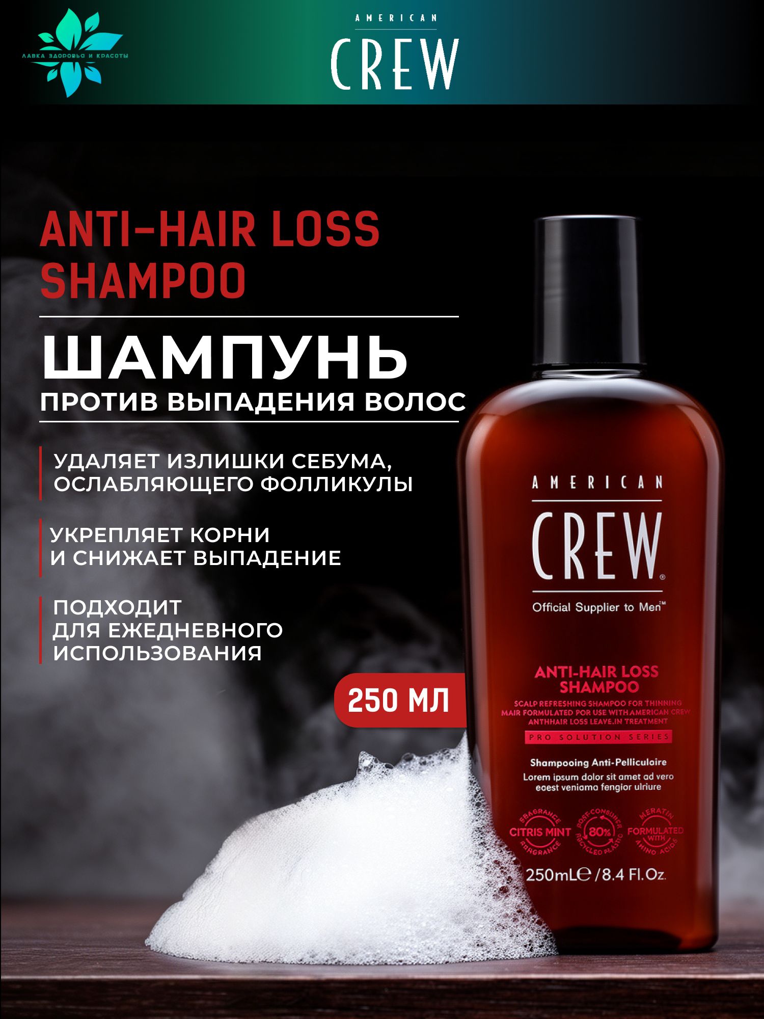 AMERICAN CREW ANTI-HAIR LOSS SHAMPOO Шампунь против выпадения волос, 250мл