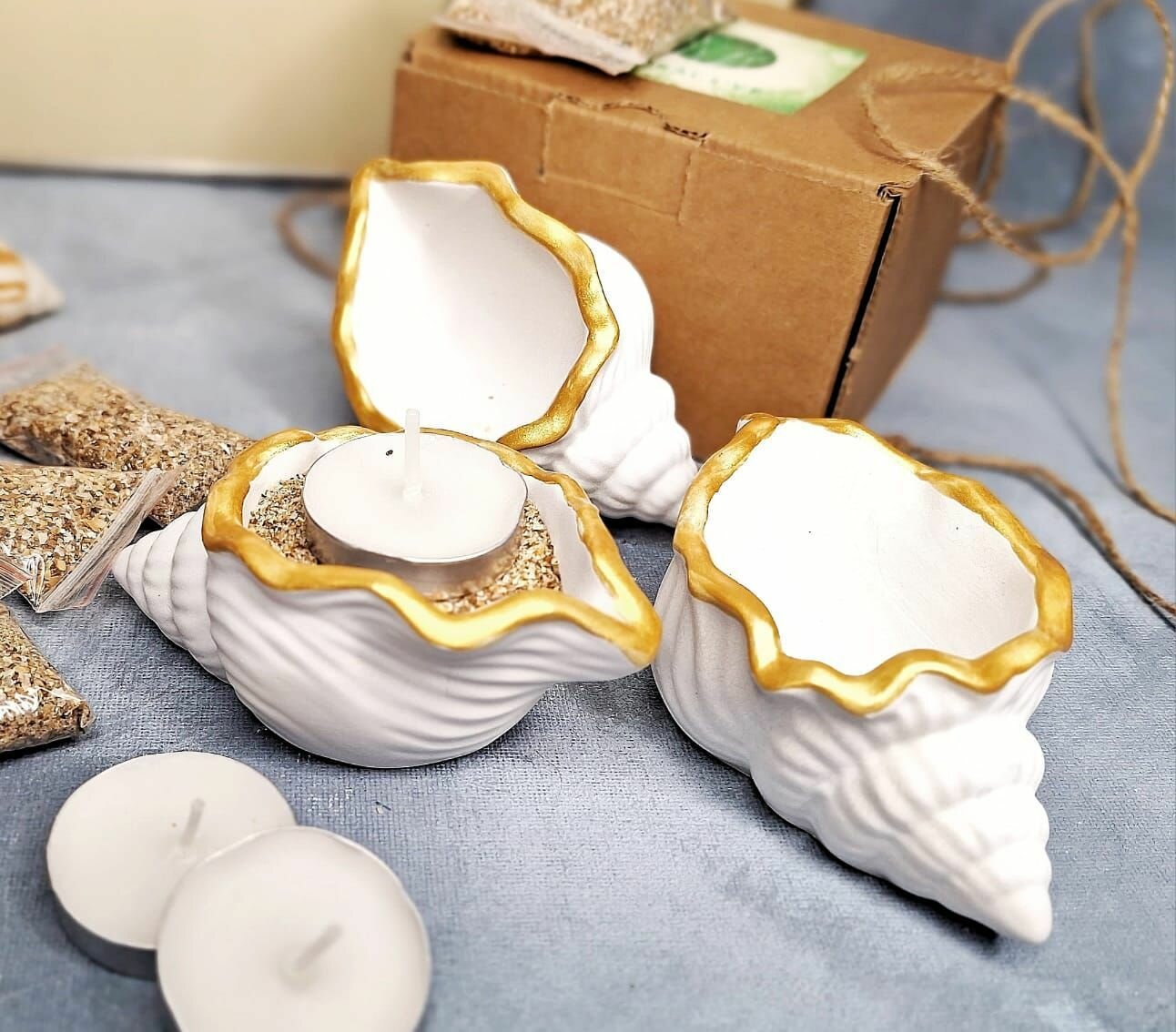 Подсвечник со свечой 3шт. набор