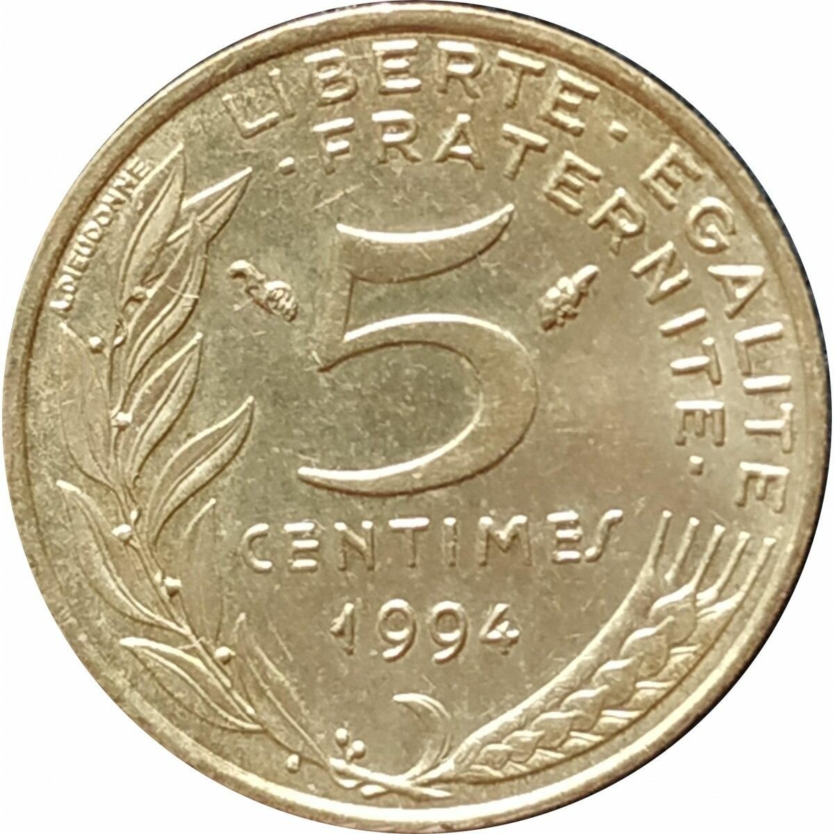 5 сантимов 1994 Франция дельфин из оборота