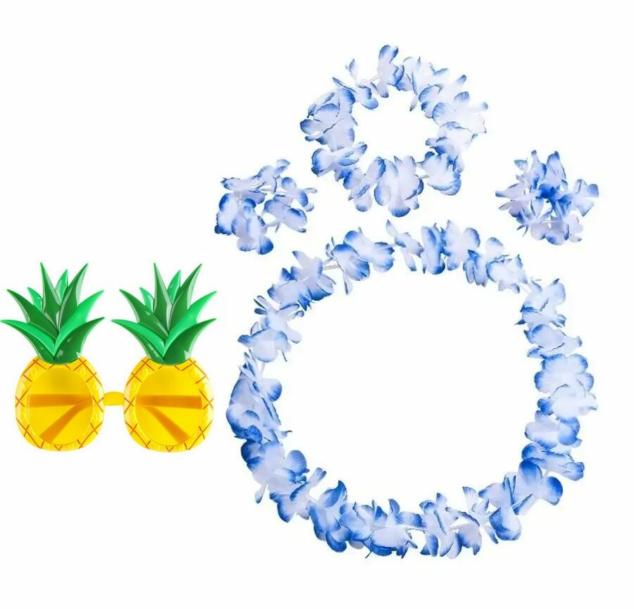 Гавайский набор: Гавайское ожерелье и очки Ананас