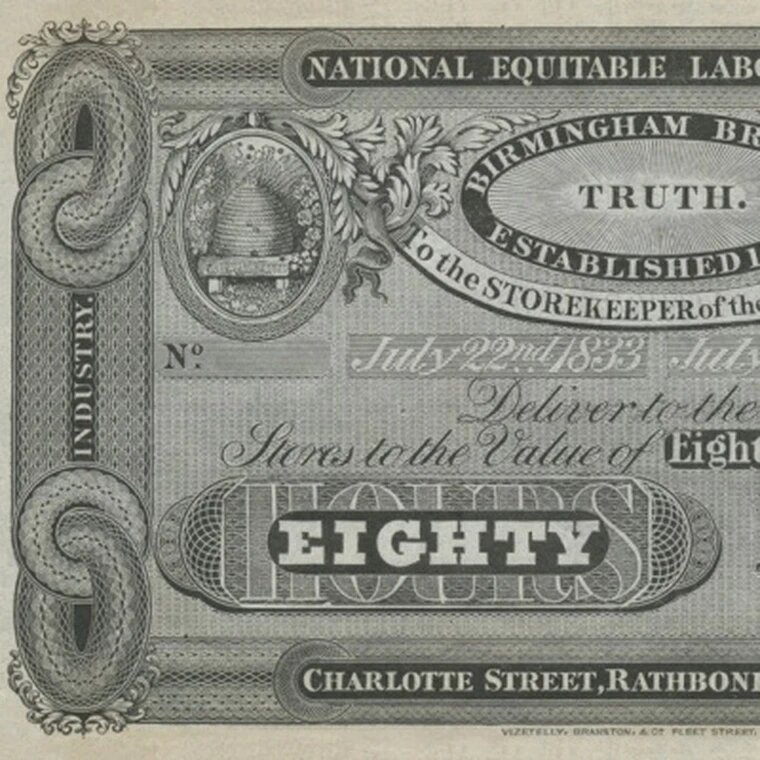 Трудовая валюта Англии 80 часов 1833 года, сувенирная копия, банкноты и купюры редкие коллекционные