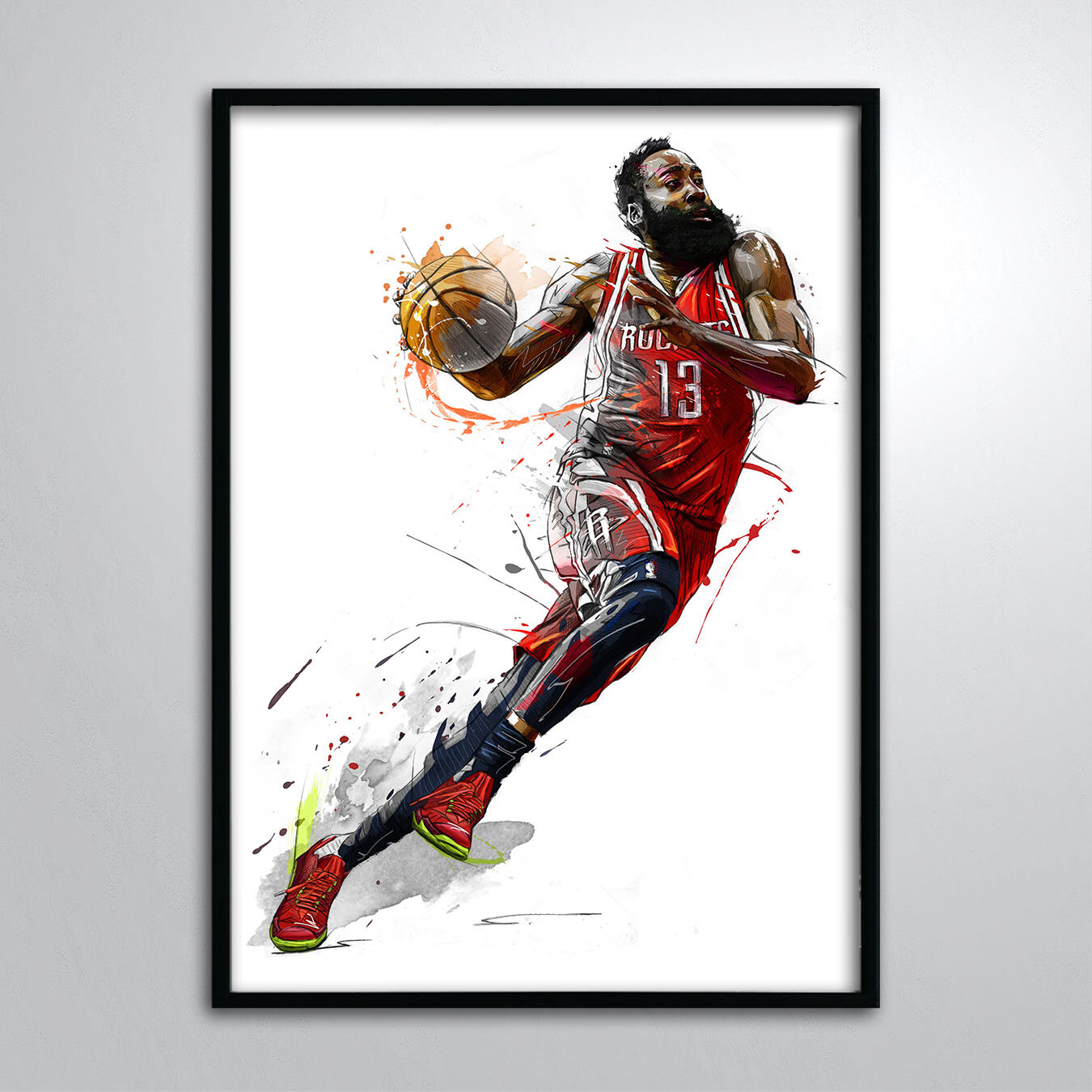 Постер без рамы/Картина на стену/Баскетбол NBA Джеймс Харден James Harden «Рокетс» Арт (А2/420х594)