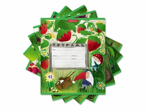 Тетрадь Erich Krause "Гномики", ученическая, клетка, A5+, 12 л, с полями, 10 шт.