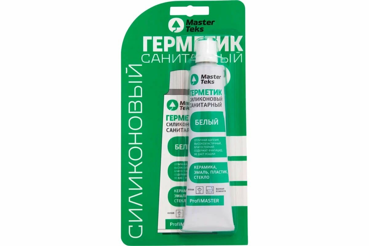 Санитарный герметик MASTERTEKS PROFMASTER силиконовый 80 мл белый