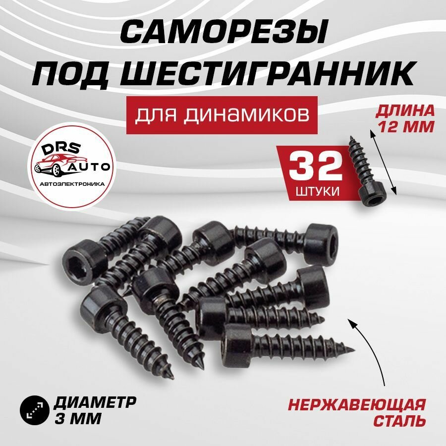 Саморезы шестигранник 32 шт / 3х12 / AurA WGS-312B / чёрный