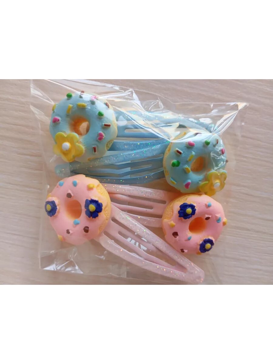Набор заколок клик-клак пончики 4 шт.
