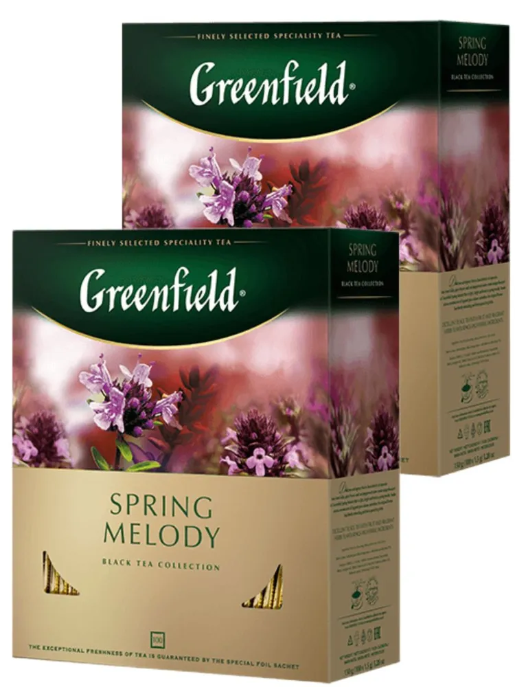 Чай черный в пакетиках Greenfield Spring Melody, 100 пак/уп (Гринфилд) х 2 шт