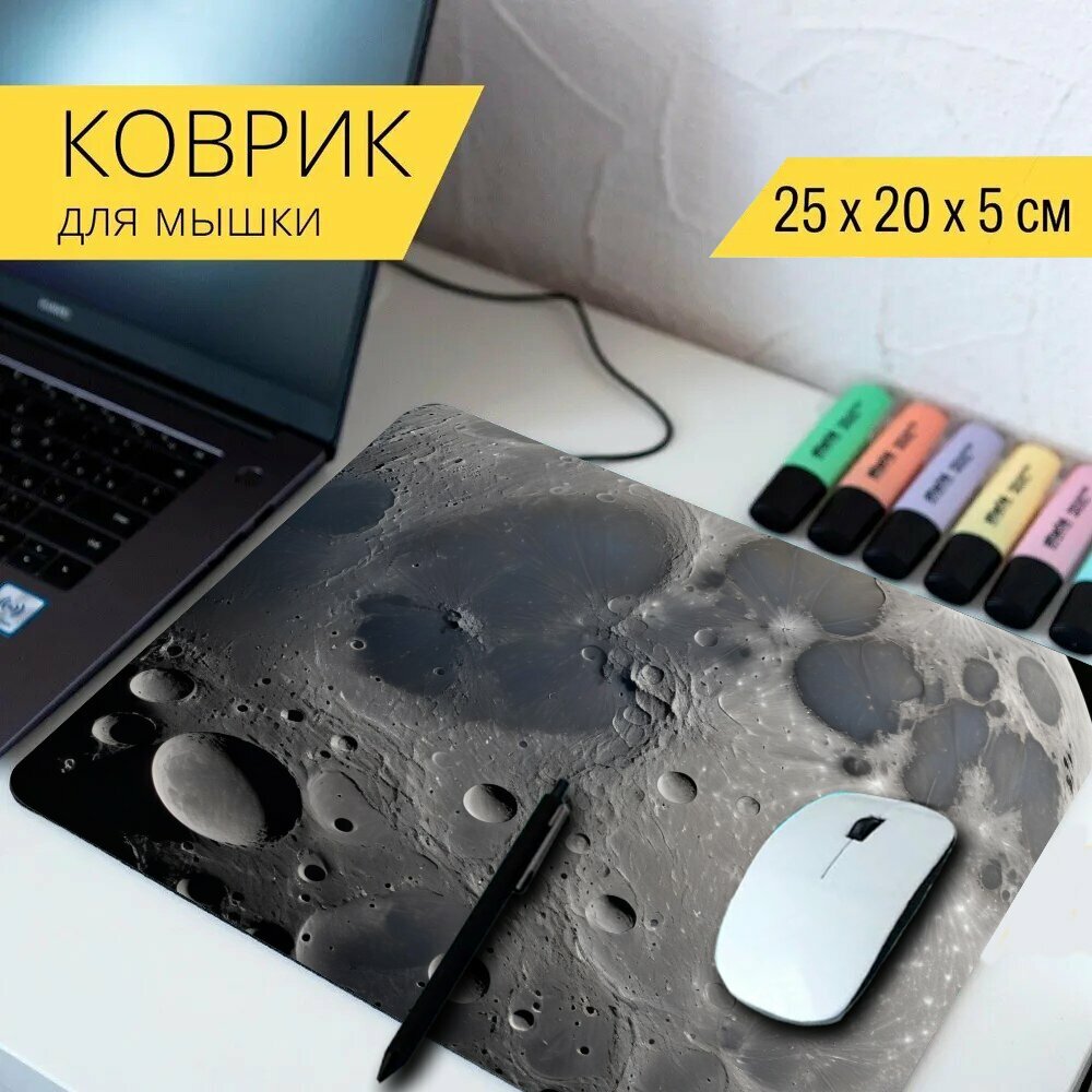 Коврик для мыши с принтом "Тёмная сторона луны и её тайны" 25x20см.