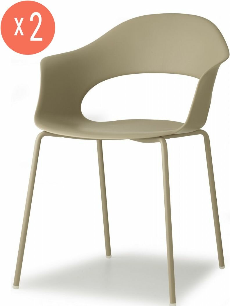 Комплект из 2-х пластиковых кресел на металлокаркасе Scab Design Lady B, цвет тортора