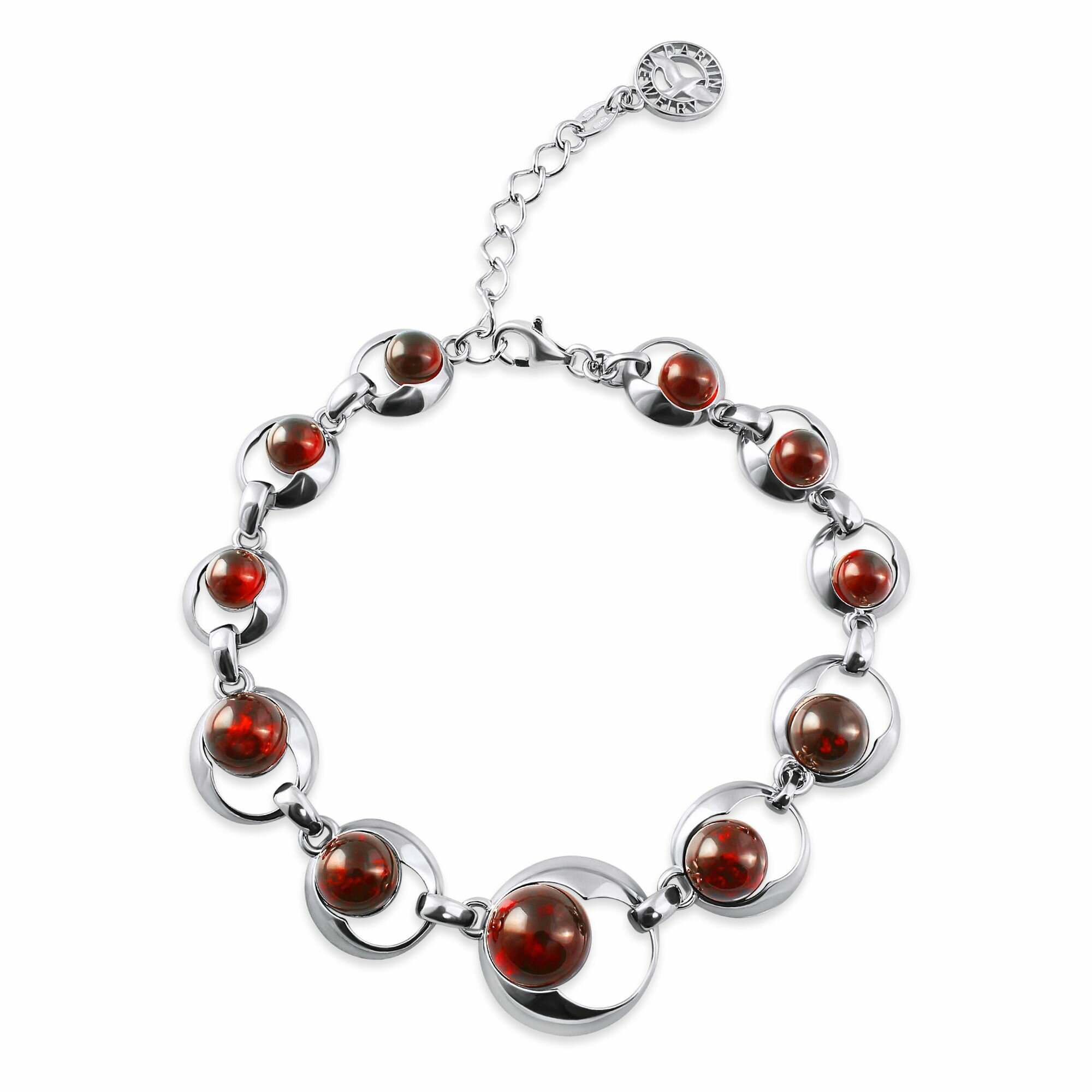 Браслет, серебро, 925 проба, родирование, янтарь