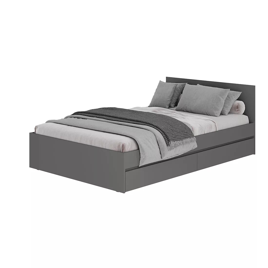 Кровать односпальная 120х200 «Симпл» КР-07, графит (1236х2060х760)