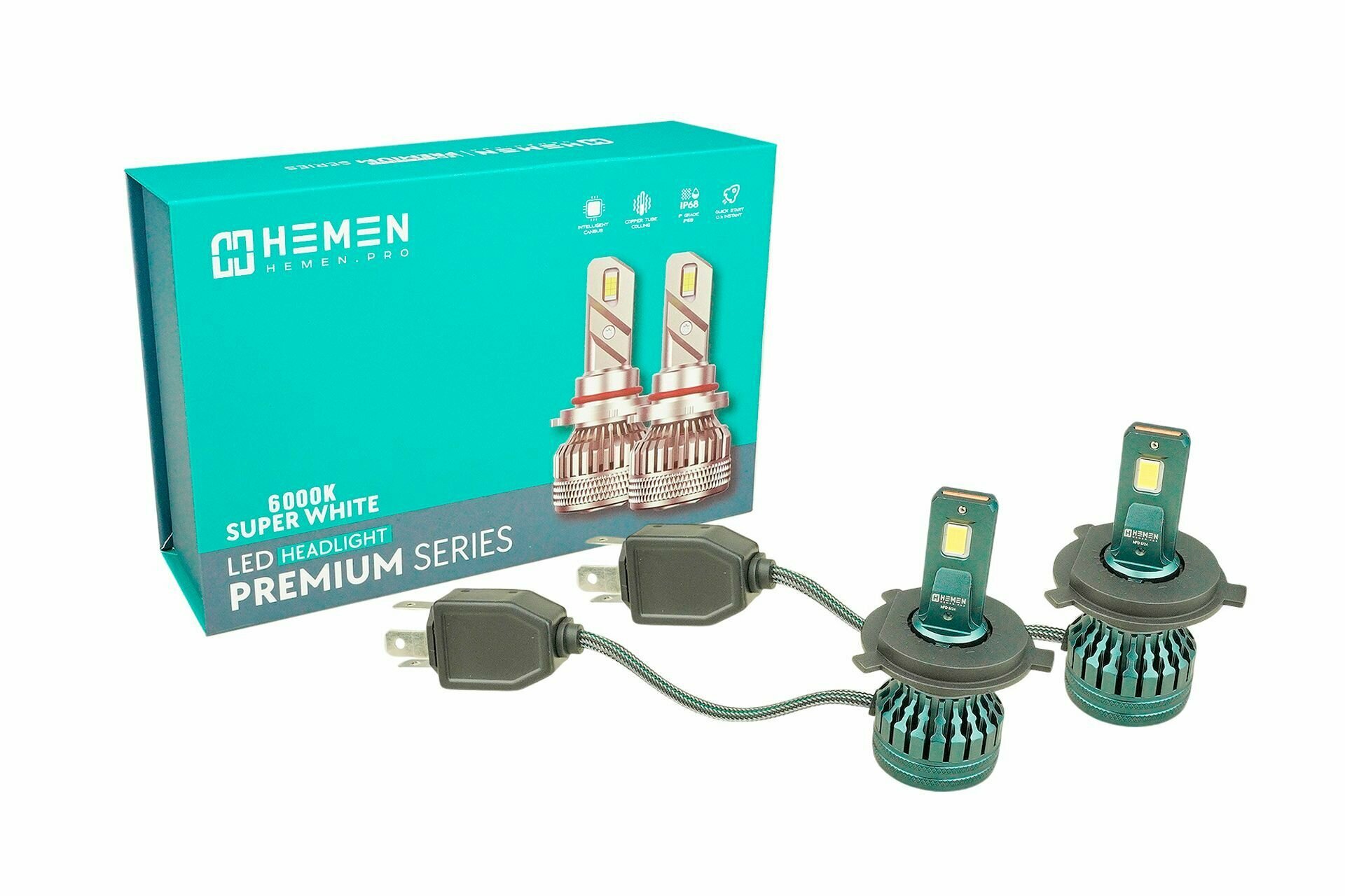 Лампа автомобильная Hemen LED H4 2 шт. 5500-6000K 70W K9 (HLED003)