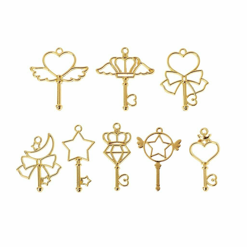 8Шт Волшебная Палочка Рамка Кулон Открытый ободок Пустая установка УФ-смолы Ювелирные изделия DIY Шарм