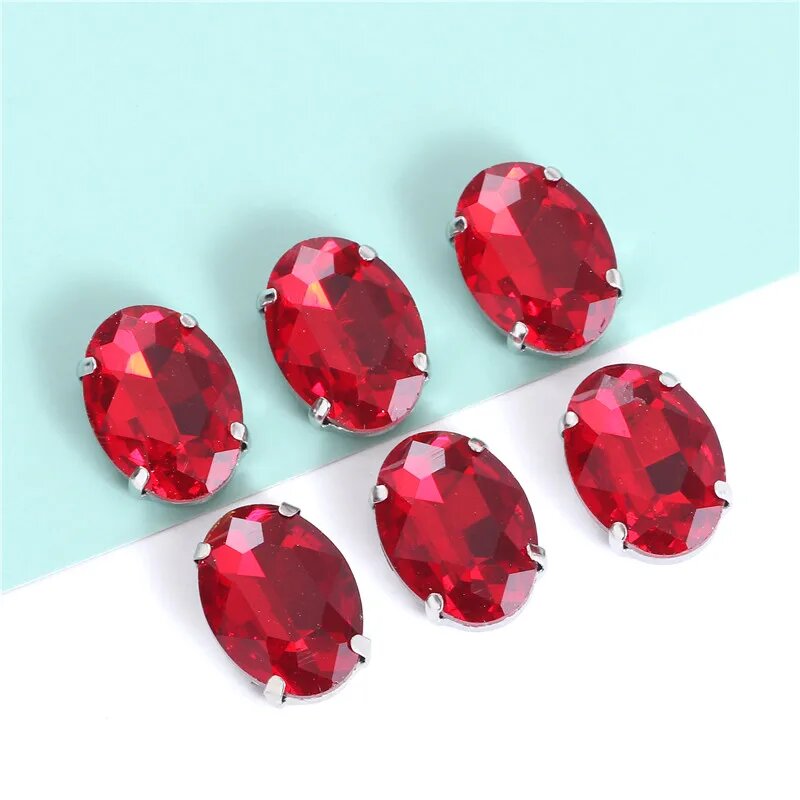 Стразы овальные бордовые 13x18mm (20шт)