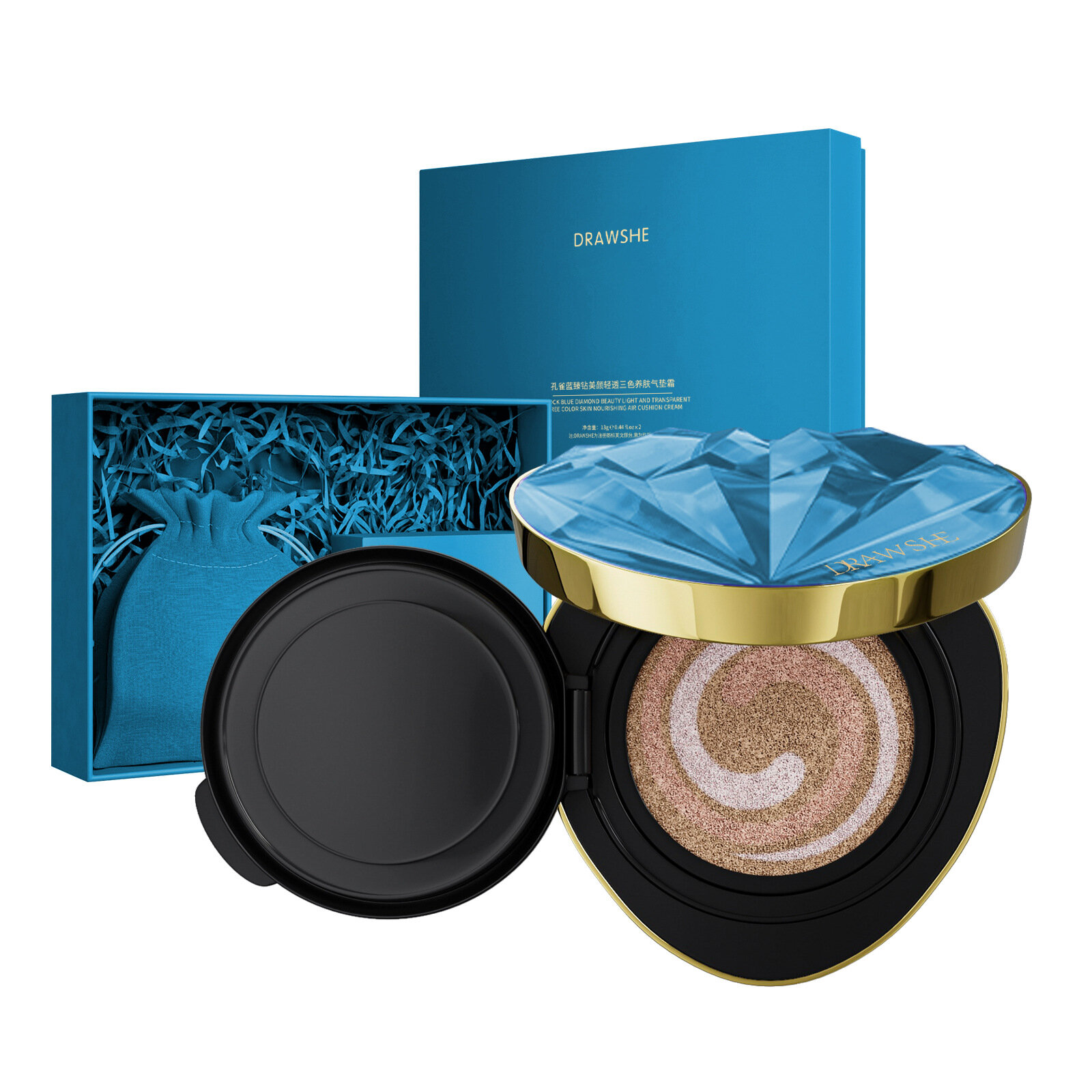 Бриллиантовый кушон для лица DRAWSHE 4 в 1 в подарочном комплекте