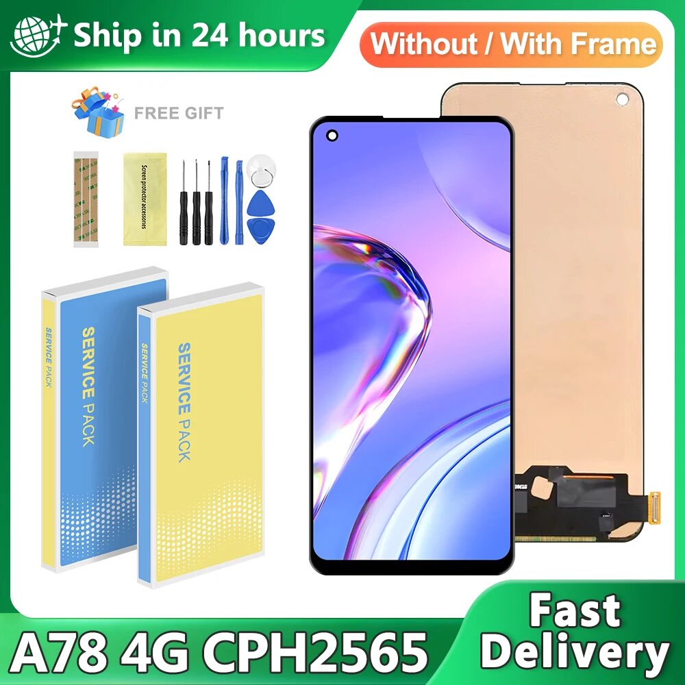 6,43 'ЖК-дисплей для OPPO A78 4G CPH2565, ЖК-дисплей, замена для OPPO A78 4G Дисплей OLED No Frame