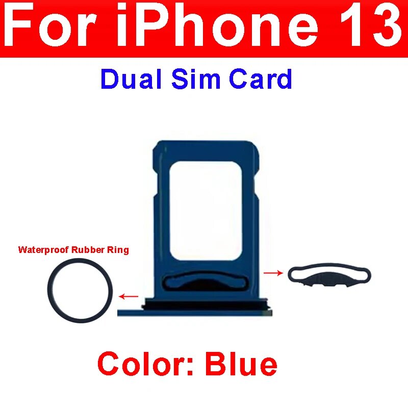 Для Iphone 13 SIM-карт лоток двойной одиночный держатель SIM-карты SIM кардридер Слот для замены i13-Dual-Blue