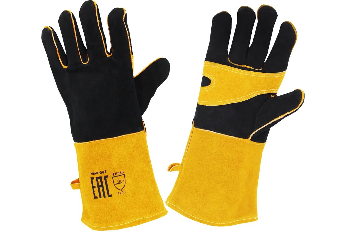 Оберон Пламя HBW-047 Краги сварщика спилковые пятипалые защитные перчатки для сварки