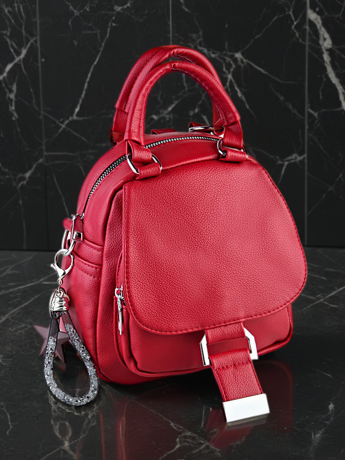 Рюкзак женский, повседневный на молнии, мини рюкзак, экокожа Skintera красный