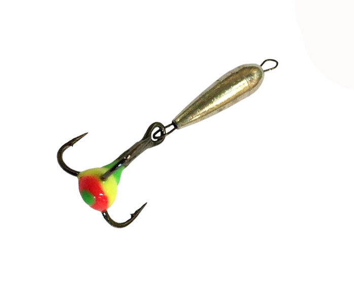 Lumicom Мормышка Черт вольф тройник и фосфорная капля, гальваника 4,0 мм Ni