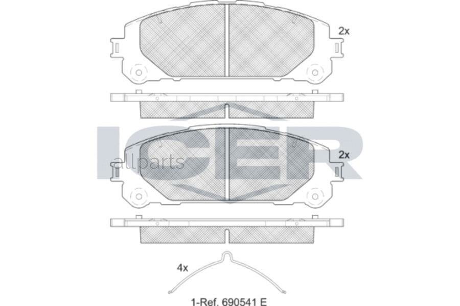 ICER 182417 Колодки торм. дисковые передние Toyota Highlander IV Rav4 V