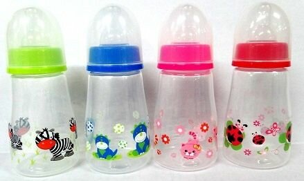 Бутылочка Бусинка 125 мл, пластик, с силиконовой соской (605)