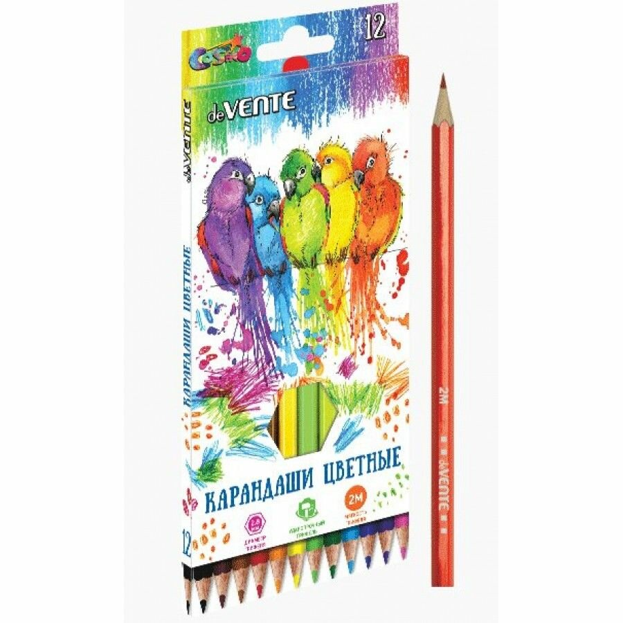 Карандаши цветные deVENTE 12 шт, Cosmo 2,8 мм, 2М, картонная упаковка