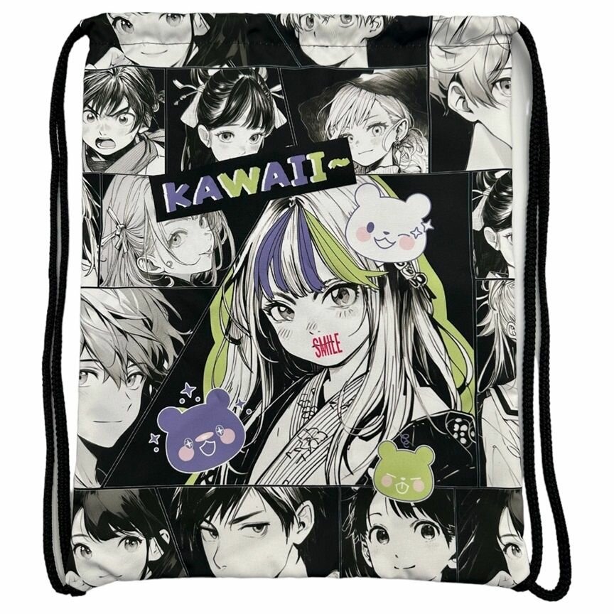 Сумка для сменной обуви Centrum 43х35 см "Anime Smile" с карманом на молнии (74209)