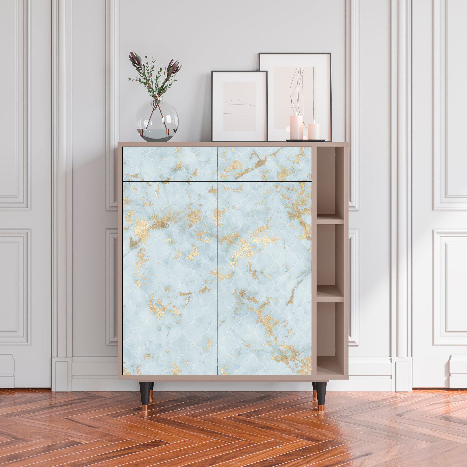 Комод - STORYZ - BS6 Golden Waves, Размер - 94 x 110 x 41 см, Цвет корпуса - , Бежевый