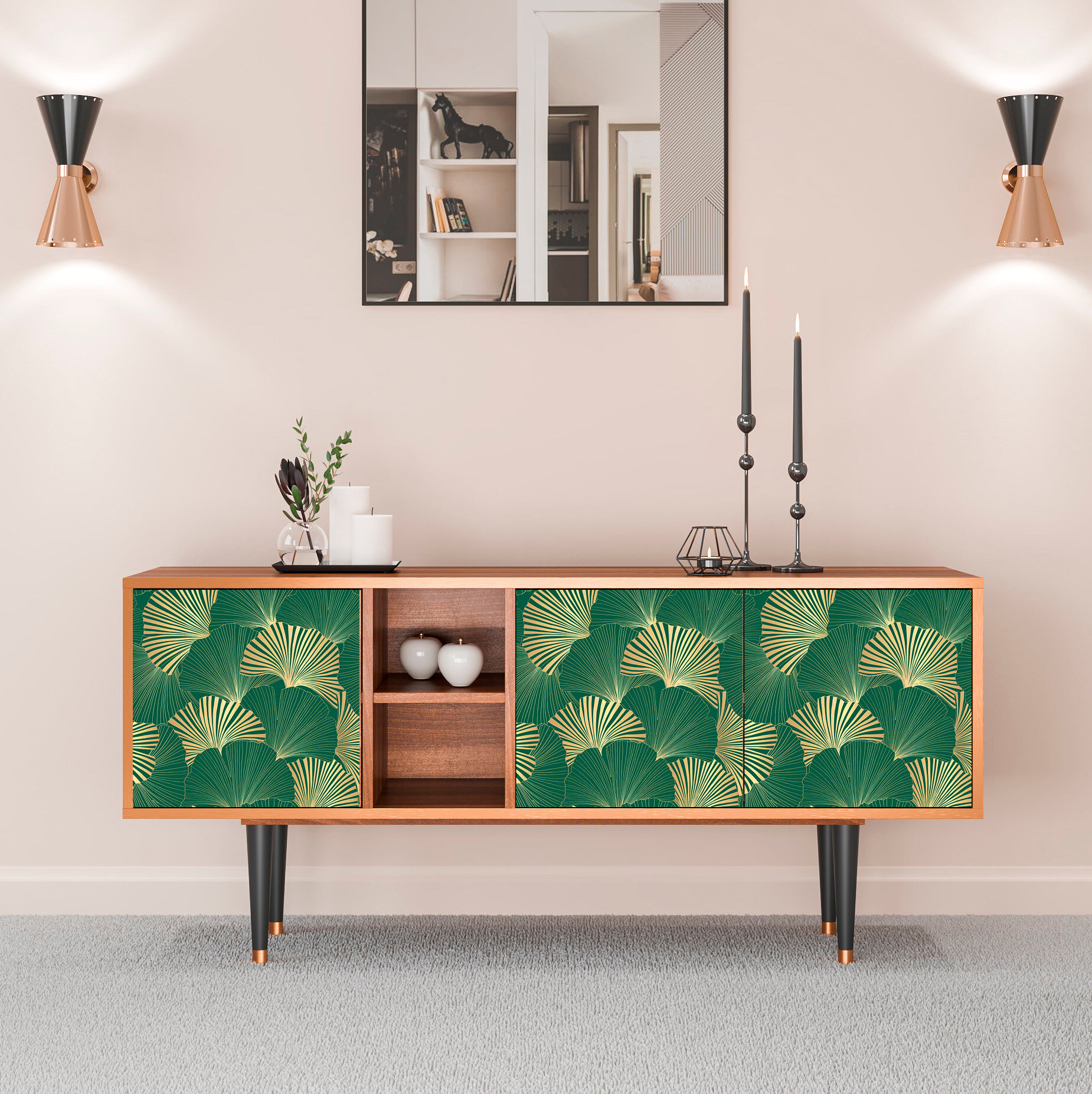 ТВ-Тумба - STORYZ - T5 Gold Ginkgo, Размер - 150 x 69 x 41 см, Цвет корпуса - , Орех