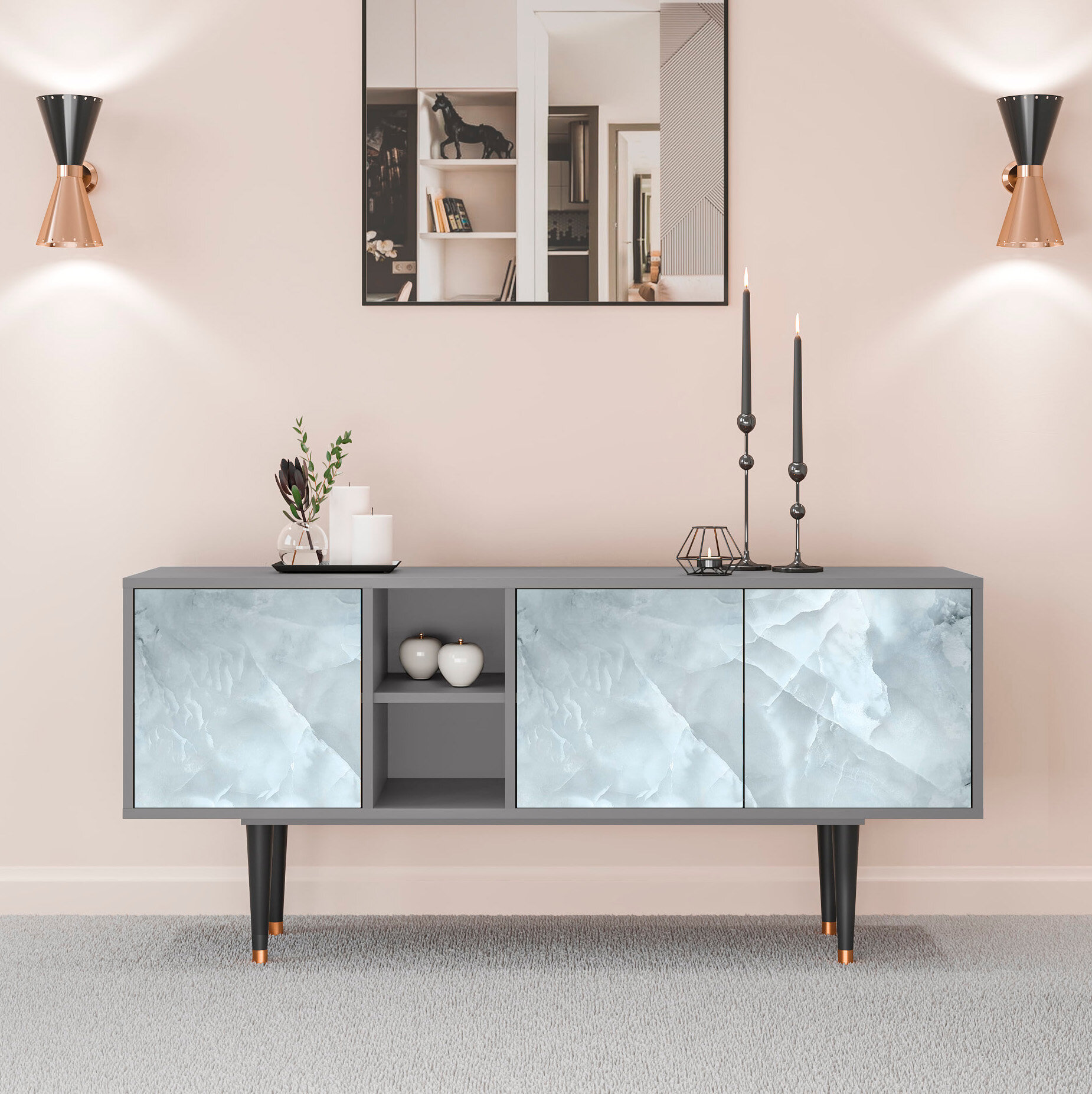 ТВ-Тумба - STORYZ - T5 The Onyx, Размер - 150 x 69 x 41 см, Цвет корпуса - , Серый