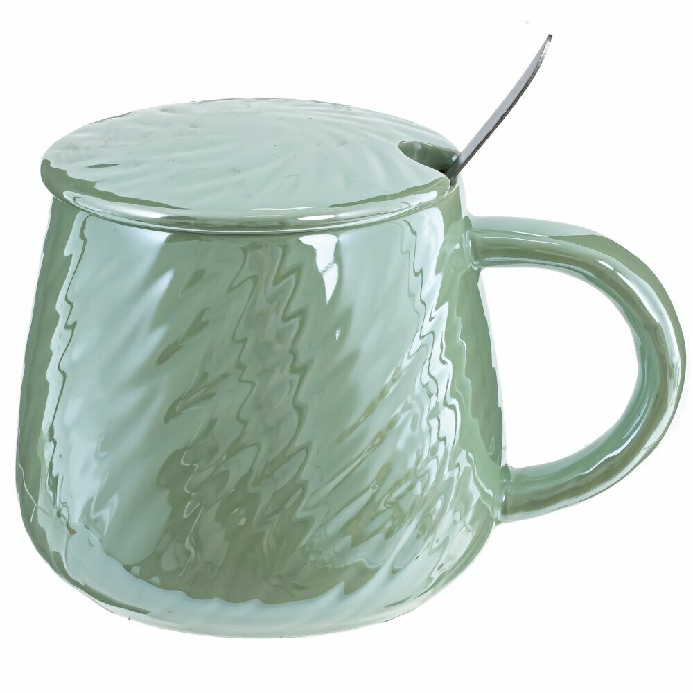 Кружка с крышкой и ложкой, 350 мл, 12,5х9,5х9 см KSM-814052_2