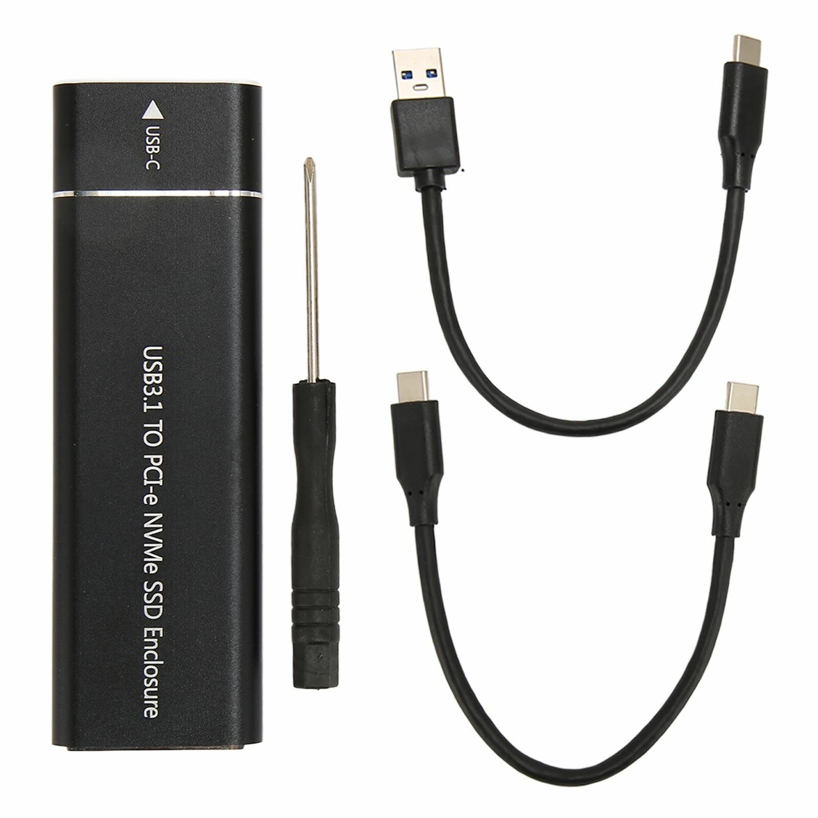 Корпус M.2 NVMe 10 Гбит/с USB 3.1 Type-C UASP, кабели A-C/C-C, черный (без диска)