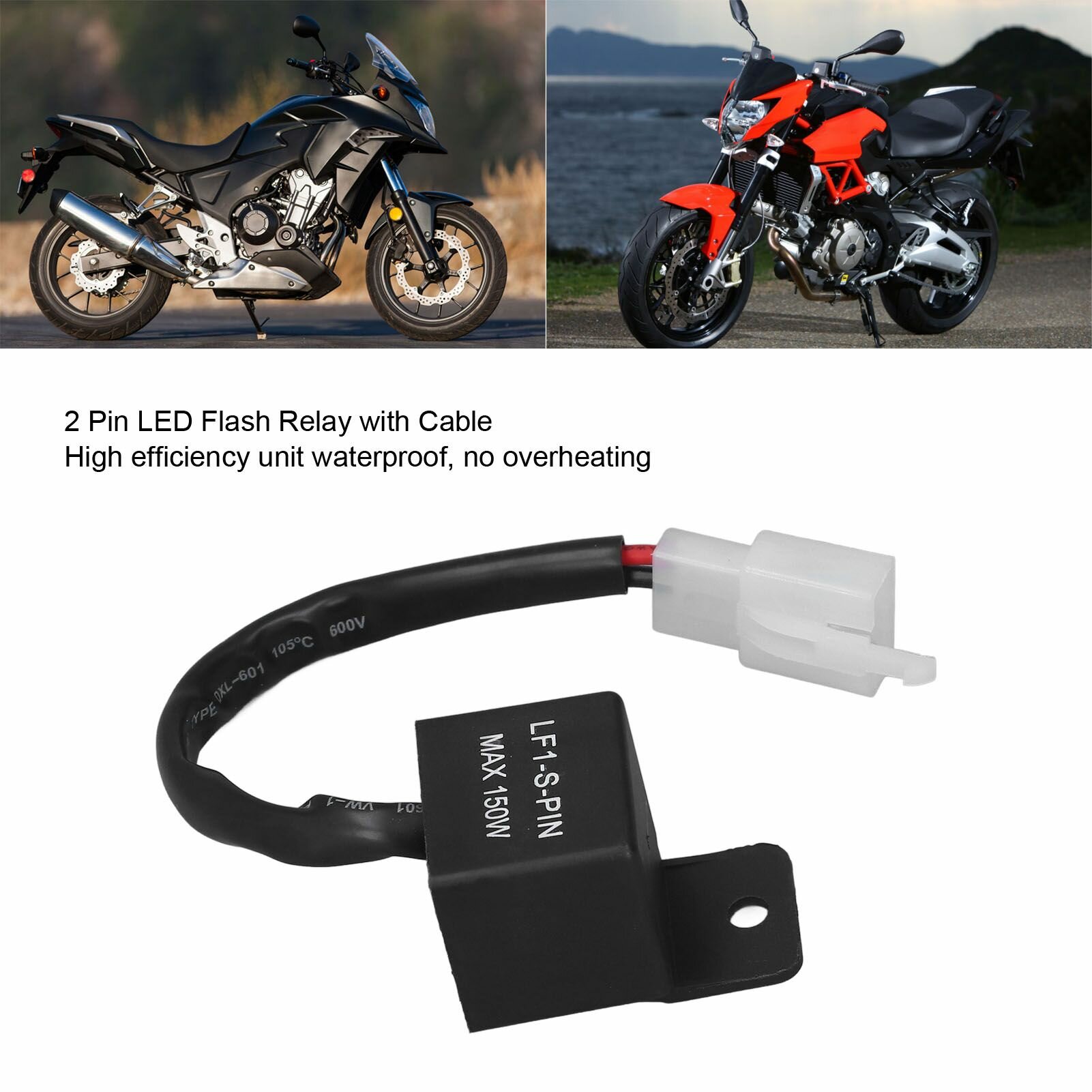 2-контактное светодиодное реле мигалки с кабелем, релейный модуль указателя поворота мотоцикла, 150 Вт, 12 В постоянного тока